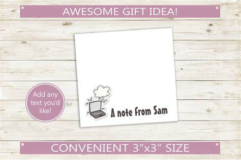 Personalized Sticky Notes With Custom Text And Computer Design Etsy