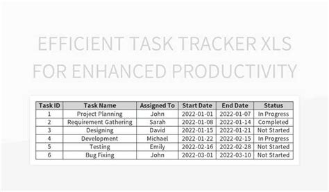 Efficient Task Tracker Xls For Enhanced Productivity Excel Template