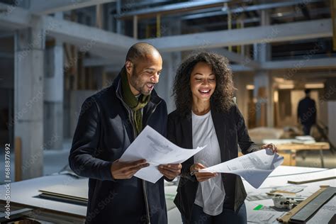 Architectural Dialogue Female Architects With Paperwork Engaged In A Conversation In Front Of