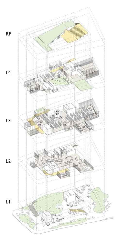 An Architectural Drawing Shows The Various Sections Of A Building Including Two Floors And