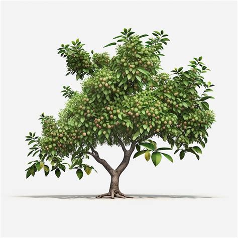 Premium Ai Image Beautiful Single Green Tree Isolated White Background Ai Generated Image