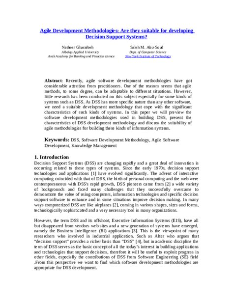 Pdf Software Development Methodology For Building Intelligent Decision Support Systems