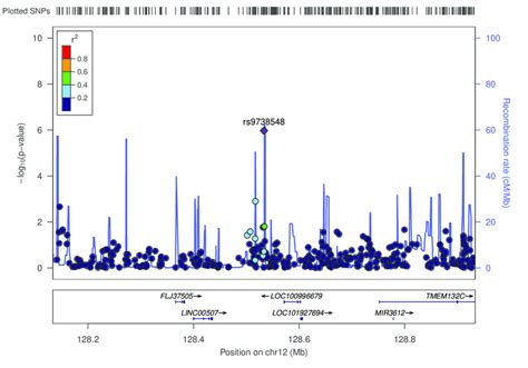 Regional Plot For The Lead Snp Rs9738548 Located On Chromosome 12
