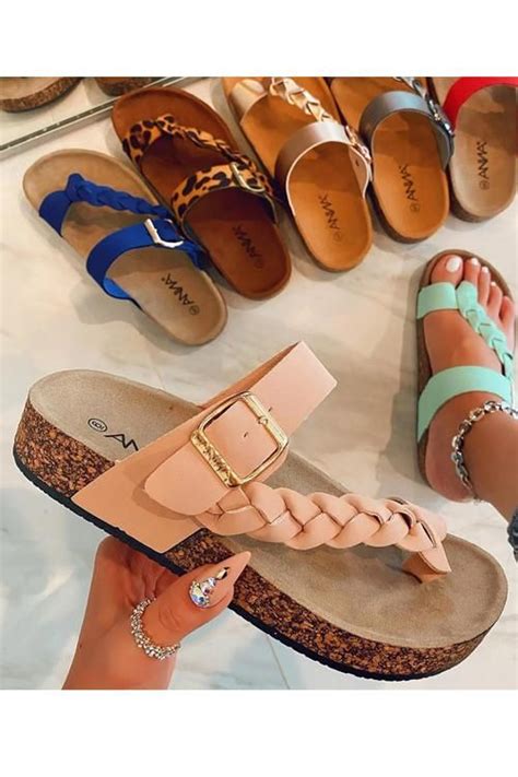 Stylish Plaited Toe Loop Flat Sandals Flat Beach Shoes Womens Summer