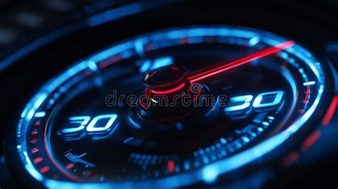 High Tech Illuminated Speedometer With Glowing Elements Stock Image