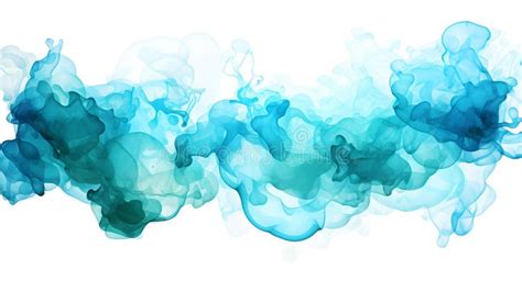 Cyan Watercolor Blobs On White Background Artistic Presentation Background Stock Illustration