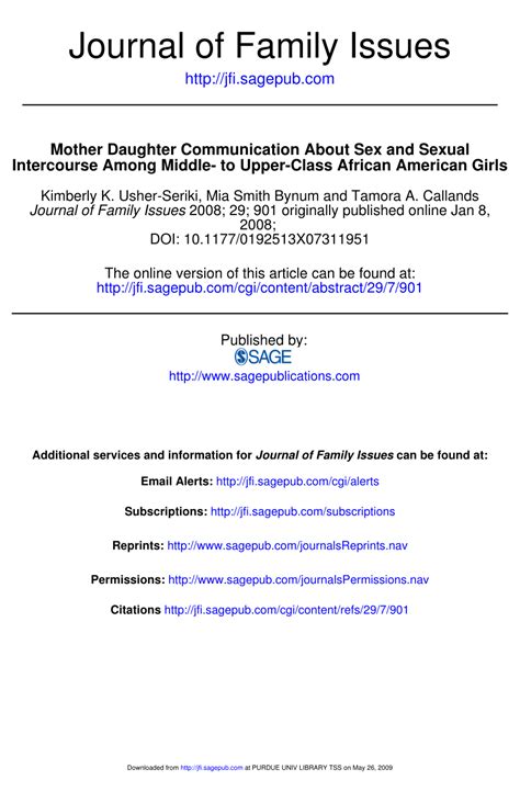 PDF Motherbabe Communication About Sex And Sexual Intercourse Among Middle To Upper Class