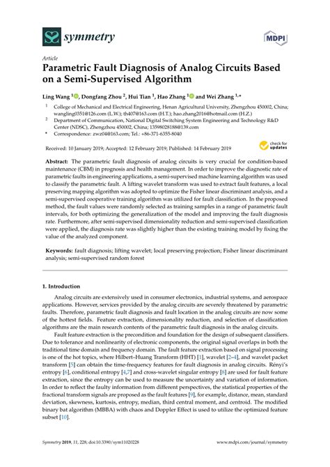 Pdf Parametric Fault Diagnosis Of Analog Circuits Based On A Semi