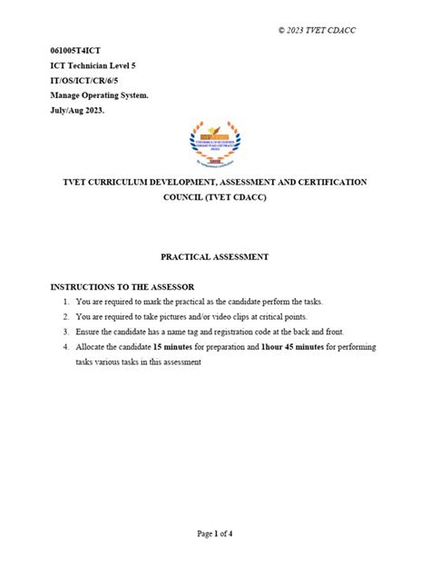 5 Ict Technician 1690208936assessor Observation Checklist Operating