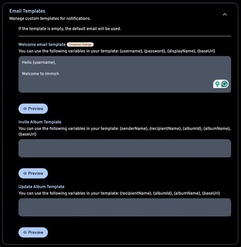 Email Notifications Immich