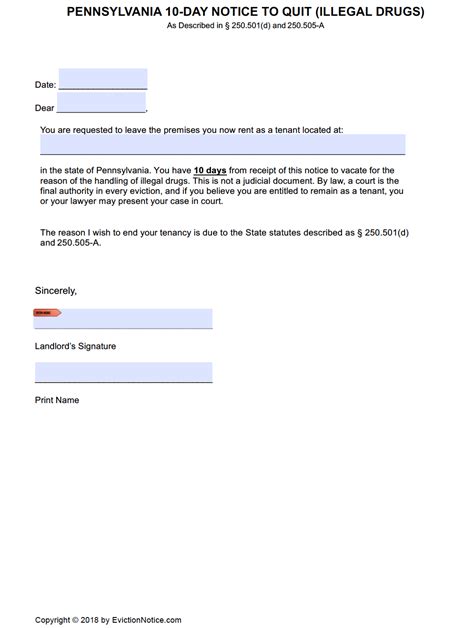 Free Pennsylvania Eviction Notices