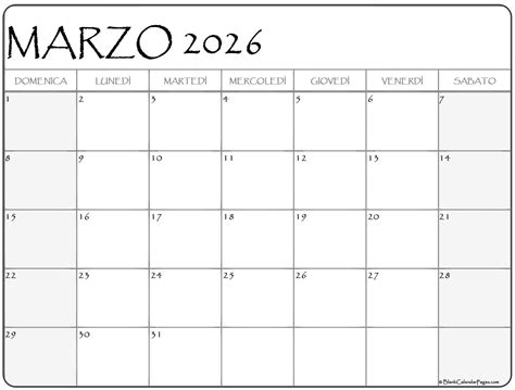 Marzo 2026 Calendario Gratis Italiano Calendario Marzo