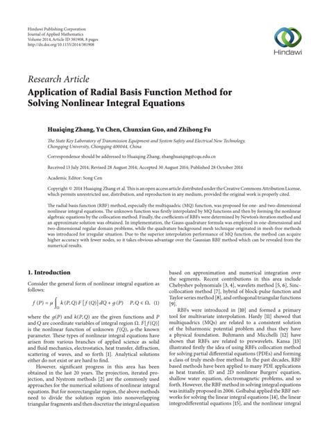 Pdf Application Of Radial Basis Function Method For Solving Nonlinear