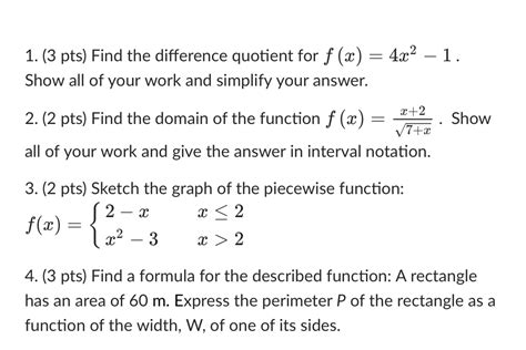 Solved 3 ﻿pts ﻿find The Difference Quotient For