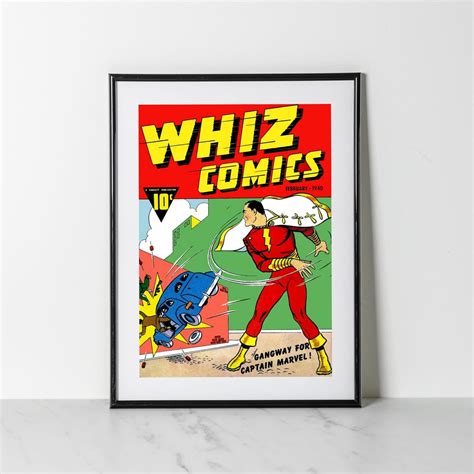 Whiz Comics Captain Marvel Vintage Comic Cover Giclée Print Golden