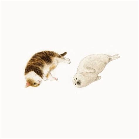 Two Cats Are Playing With Each Other On The White Floor In Front Of A Mouse