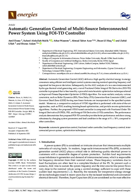 pdf automatic generation control of multi source interconnected power
