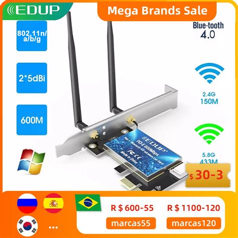 Edup 600mbps 와이파이 Pci 익스프레스 네트워크 카드 24g5ghz 무선 블루 치아 Pci E Lan 카드 802