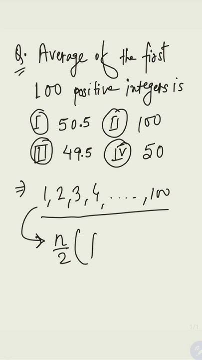 Maths Tricks L Average Of First 100 Positive Integers Ssc Ssccgl