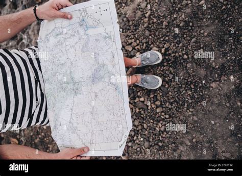 Man Holding Paper Map Stock Photo Alamy