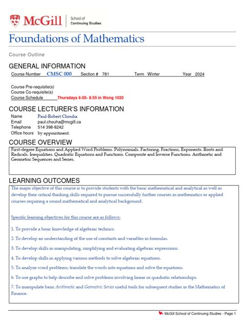 Course Outline Cmsc 000 Winter 2024 781 V1 Pdf Factorization