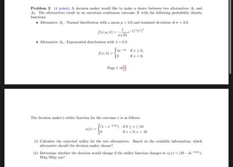 solved problem 2 4 points a decision maker would like to