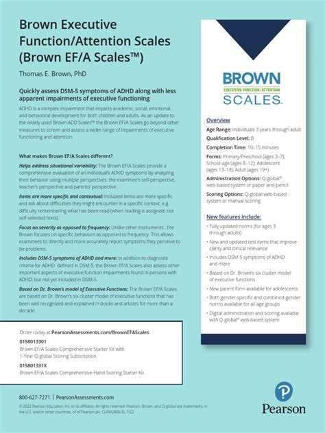 Brown Executive Function Attention Scales Flyer Pdf