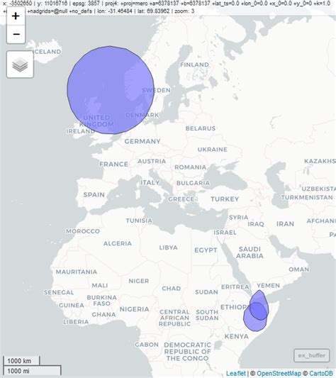 r make many circles with st buffer at multiple geographic locations