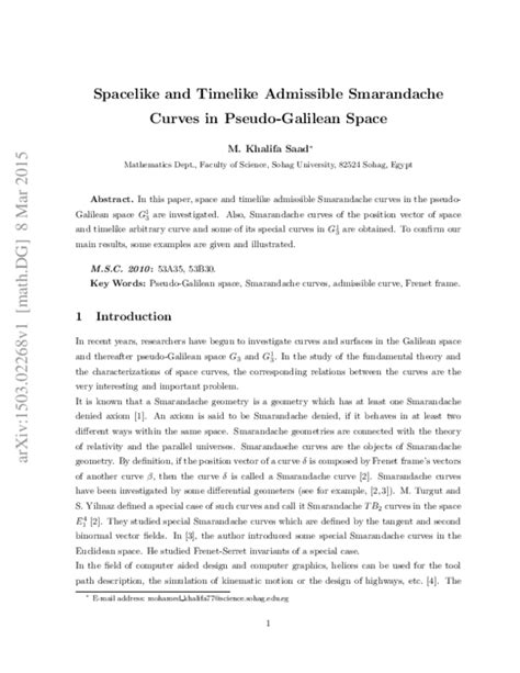 Pdf Spacelike And Timelike Admissible Smarandache Curves In Pseudo Galilean Space