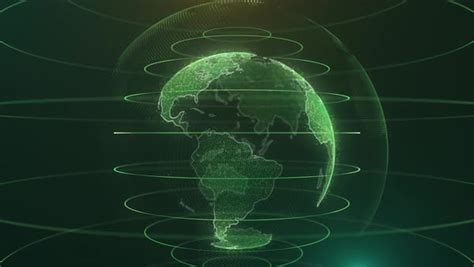 Animation Globe With Dot World Map Hud And Infographic Graph Bar Element Spin On Dark Background