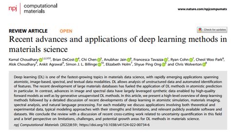 npj 计算材料学深度学习方法在材料科学中的最新进展和应用26页最新综述论文含应用软件包和数据库 知乎