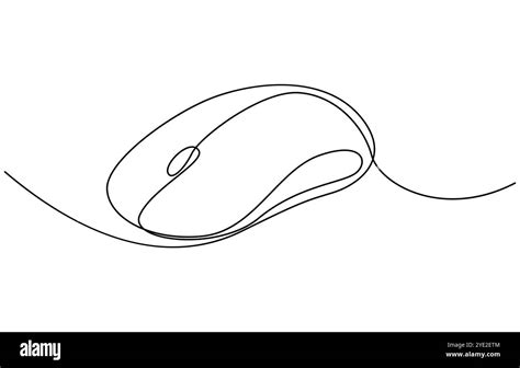 Drawn Continuous One Line Computer Mouse Logo Vector Illustration Computer Mouse Black Stroke