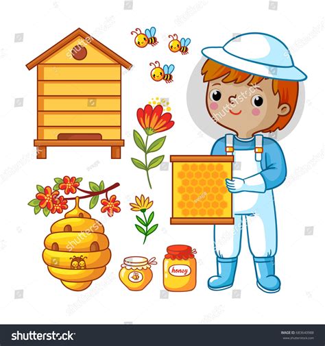 Beekeeping Honey Vector Set Beekeeper Beehive Stock Vector Royalty Free 683640988 Shutterstock