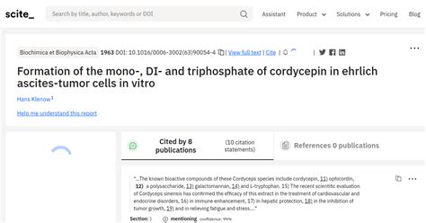 [citation Report] Formation Of The Mono Di And Triphosphate Of Cordycepin In Ehrlich Ascites