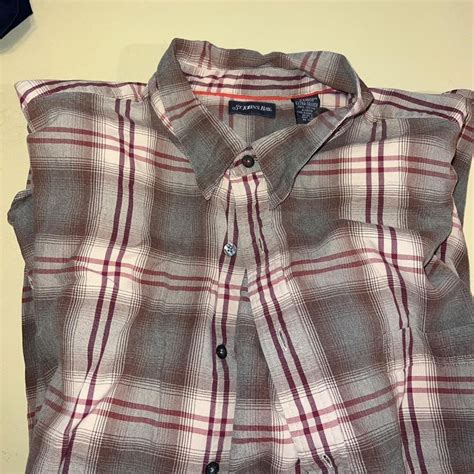 St Johns Bay Plaid Button Down Shirt In Excellent Depop Plaid