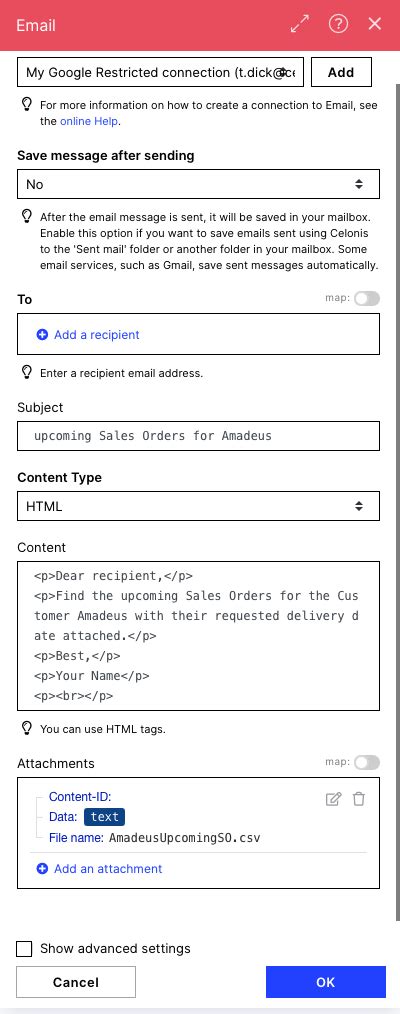 create csv file from celonis output