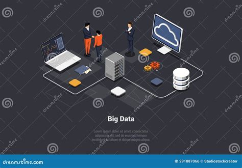 Big Data Processing Center Cloud Database Server Room With Hardware Racks Stock Vector