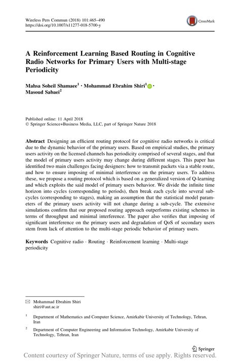 A Reinforcement Learning Based Routing In Cognitive Radio Networks For Primary Users With Multi