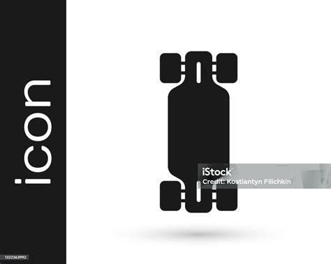 흰색 배경에 고립 된 블랙 롱 보드 또는 스케이트 보드 순양함 아이콘 익스트림 스포츠 스포츠 장비 벡터 거리에 대한 스톡 벡터 아트 및 기타 이미지 Istock