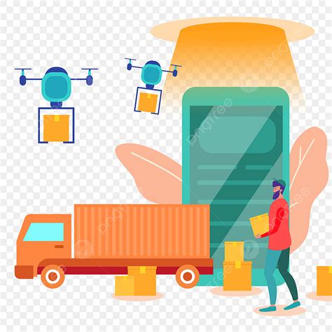 만화 손으로 그린 드론 온라인 빠른 배달 일러스트 그림 트럭 무인 비행기 빠른 배송 Png 일러스트 및 Psd 이미지 무료 다운로드 Pngtree