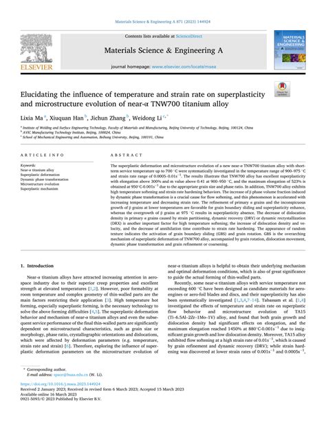 Pdf Elucidating The Influence Of Temperature And Strain Rate On Superplasticity And