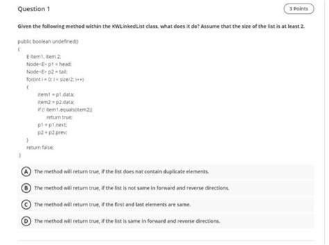 Solved Question Points Given The Following Method Within Chegg