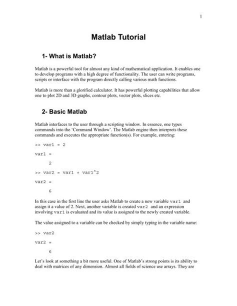 Basic Matlab Tutorial