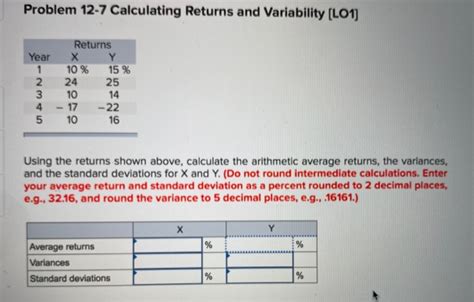 Solved Problem 12 7 Calculating Returns And Variability LO1 Chegg Com