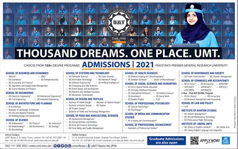 University Of Management And Technology Umt Admissions 2025 Private Admissions University Lahore