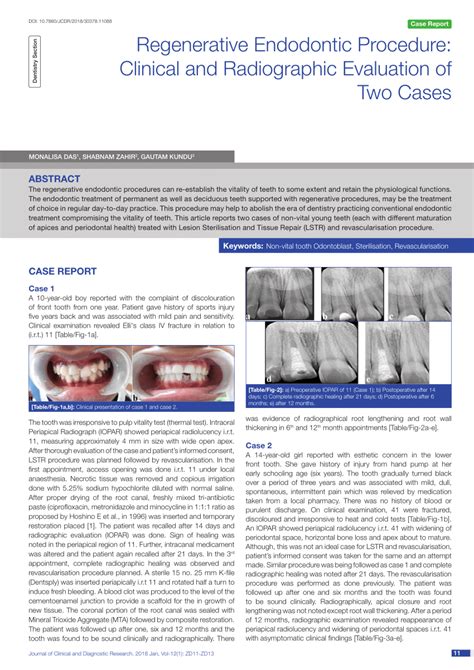 Pdf Regenerative Endodontic Procedure Clinical And Radiographic Evaluation Of Two Cases