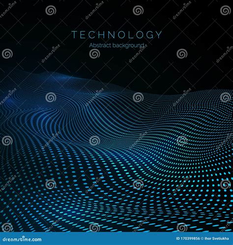 Surface Of Digital Wave Data Flow Technology Futuristic Landscape Abstract Digital Wave Of