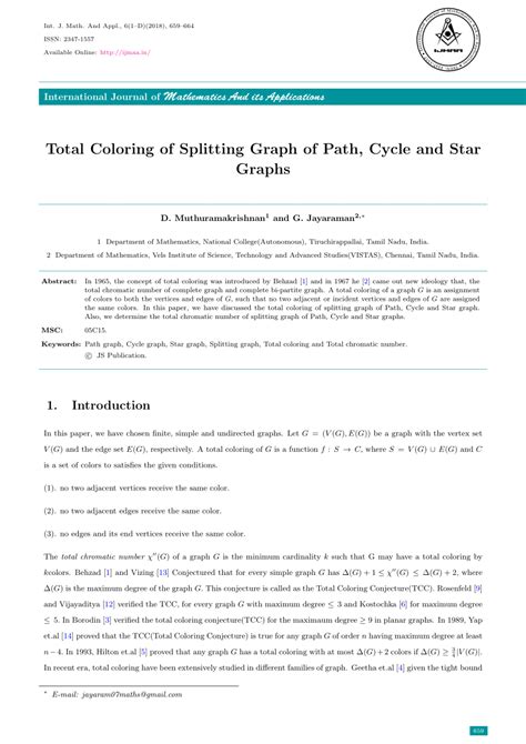 Pdf Total Coloring Of Splitting Graph Of Pathcycle Nd Star