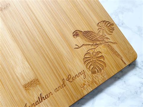 Personalized Parrot Large Cutting Board Lightning Laser Cuts