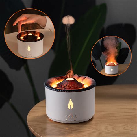 เครื่องอโรม่า เครื่องพ่นไอน้ำ รุ่น V19 ความจุ 300ml ไฟ2สี ทรงภูเขาไฟ ทำความชื้นในอากาศ สปา ผ่อน